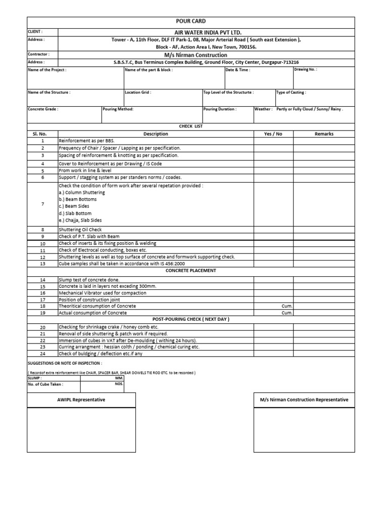 Pour Card 2 | PDF | Concrete | Composite Material