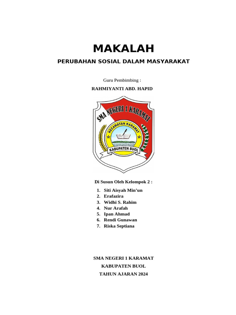 Makalah Aisa Perubahan Sosial | PDF | Ilmu Sosial | Sains & Matematika