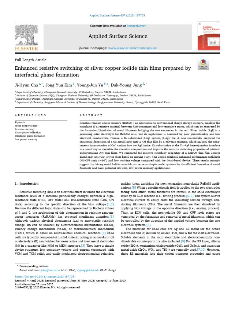 Enhanced Resistive Switching of Silver Copper Iodide Thin Films ...