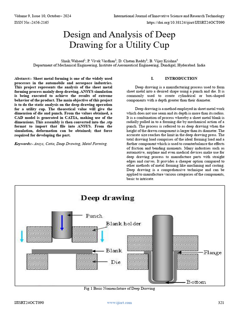 Design and Analysis of Deep Drawing For A Utility Cup | PDF ...