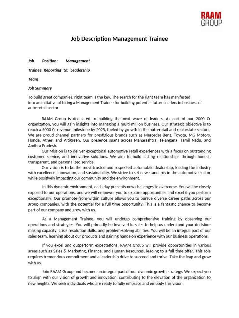 Management Trainee JD | PDF | Business | Economies