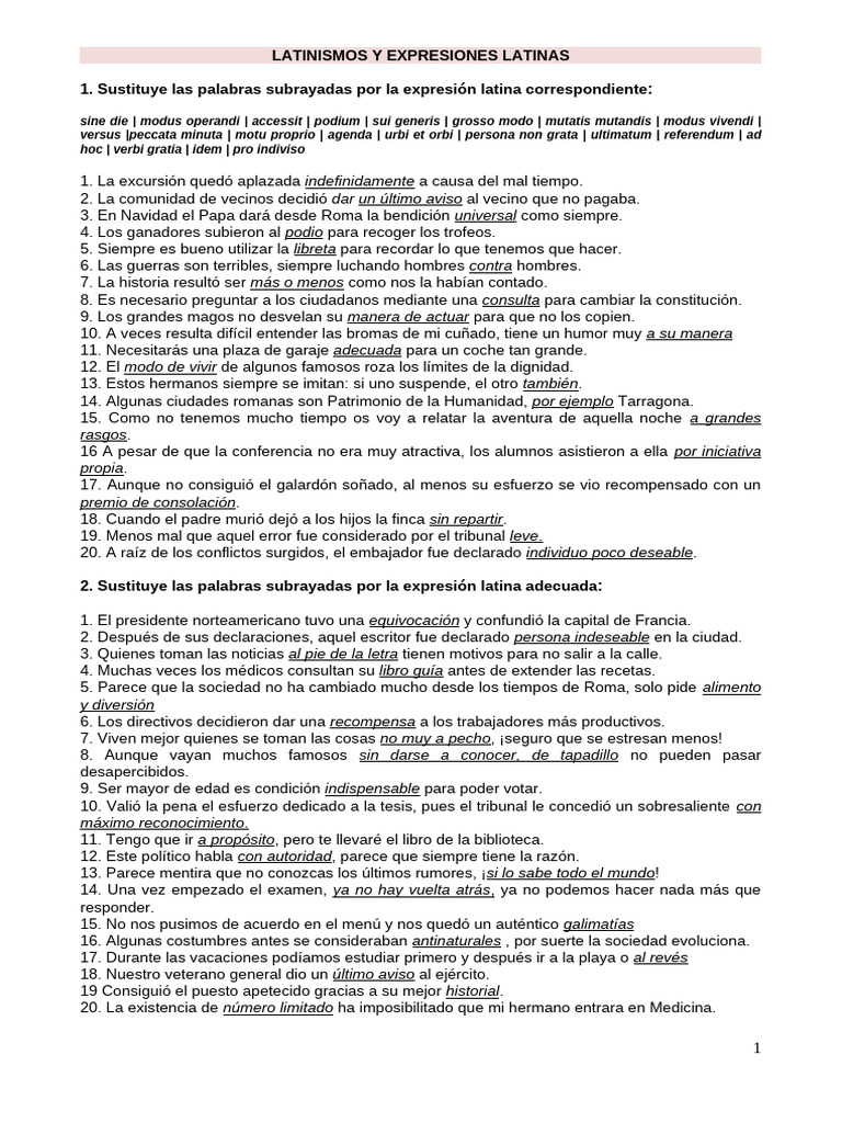 Latinismos y su Aplicación en Español | PDF