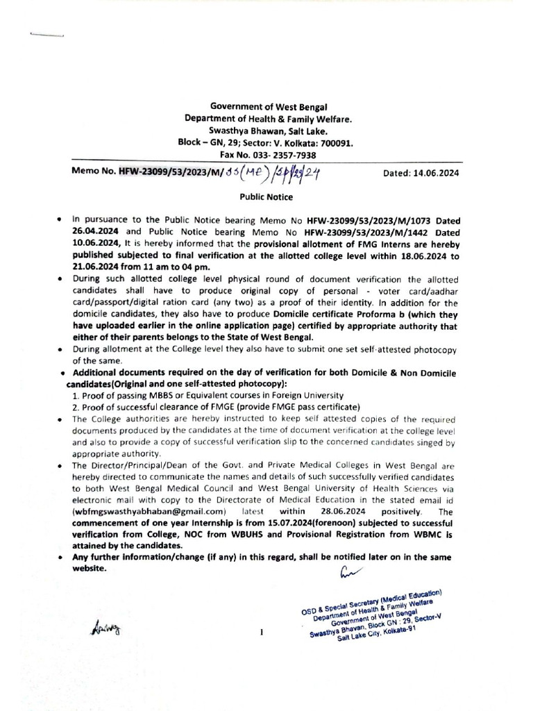 FMG 2024 Allotment List | PDF