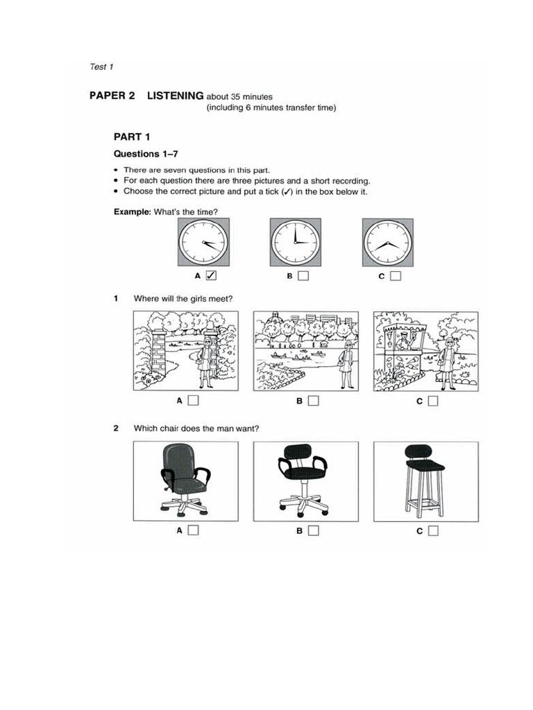 Phần nghe PET 2 | PDF