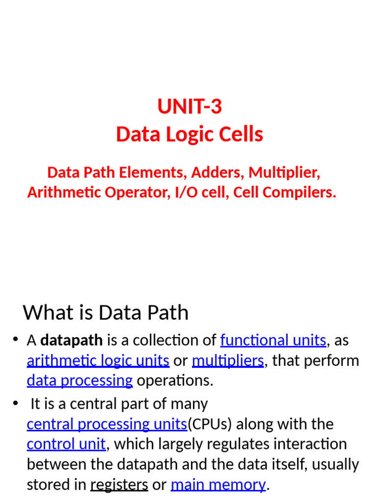 Data Logic Cells Unit3 Asic | PDF | Random Access Memory | Dynamic Random Access Memory