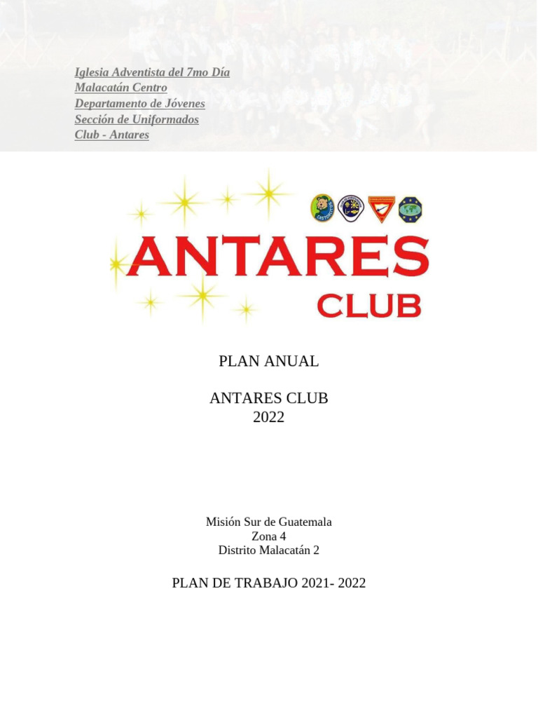 Plan Anual del Club Antares 2022 | PDF | Cámping | Gran comisión