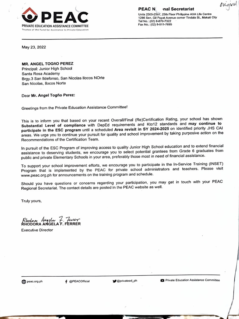 PEAC Results 2019 | PDF