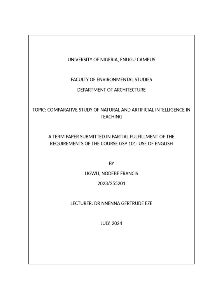 Term paper sample draft | PDF | Artificial Intelligence | Intelligence ...