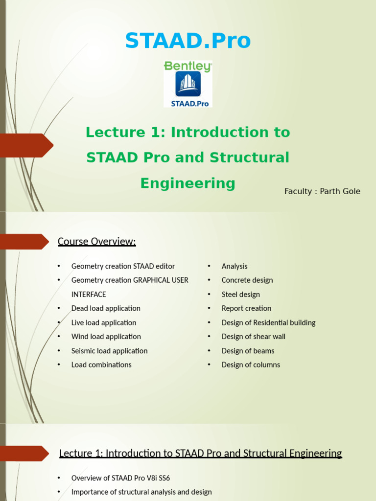 01 - Introduction To STAAD Pro and Structural Analysis | PDF | Structural Engineering ...