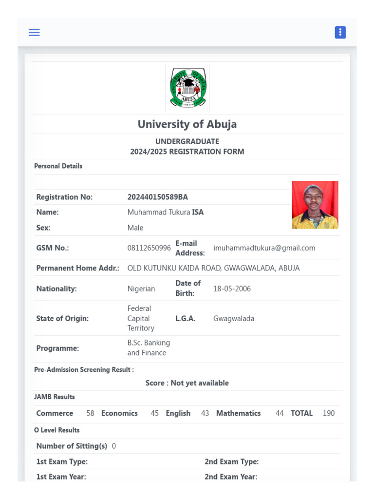 Muhammad Tukura Isa Application Form | PDF