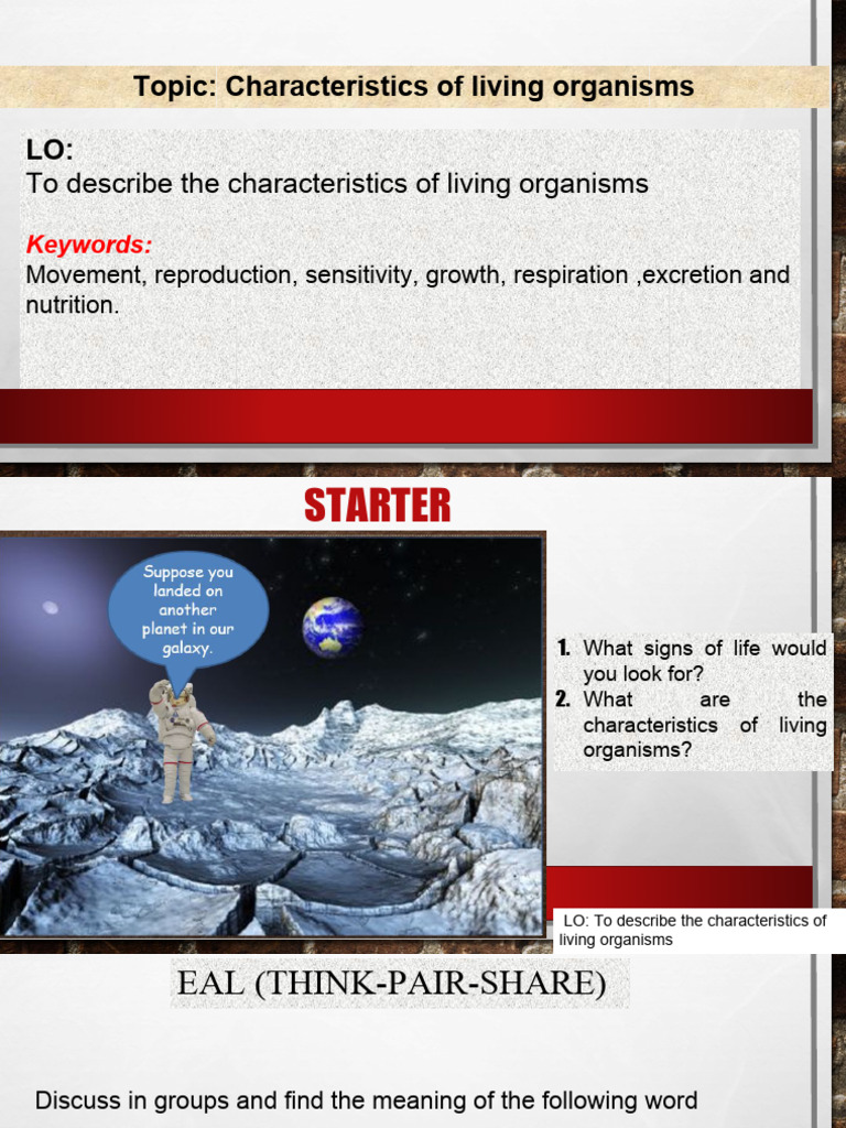 Characteristics of Living Organisms | PDF | Organisms | Nutrition