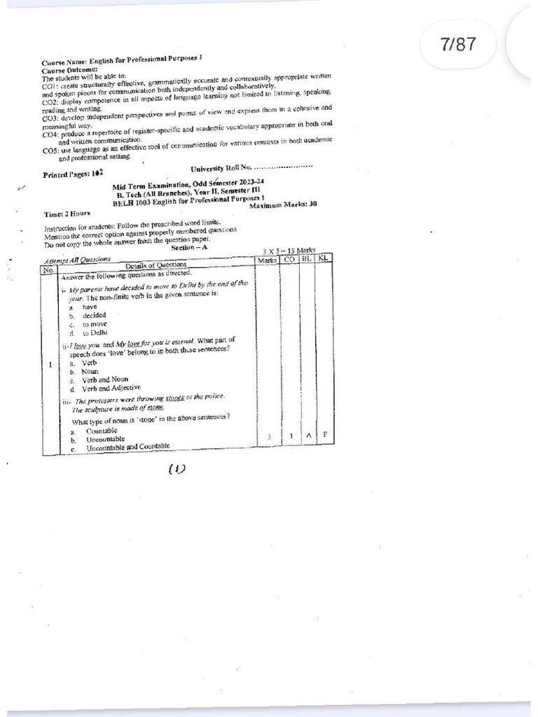 Exam Paper of Btech 2 Year | PDF