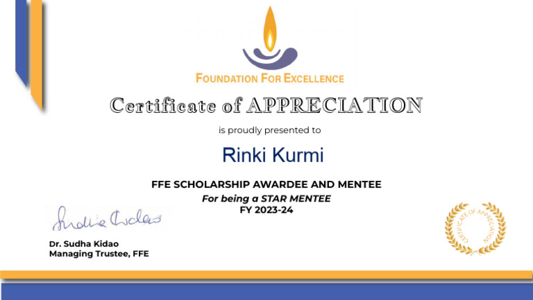 Rinki Kurmi Star Mentee Certificate | PDF | Business