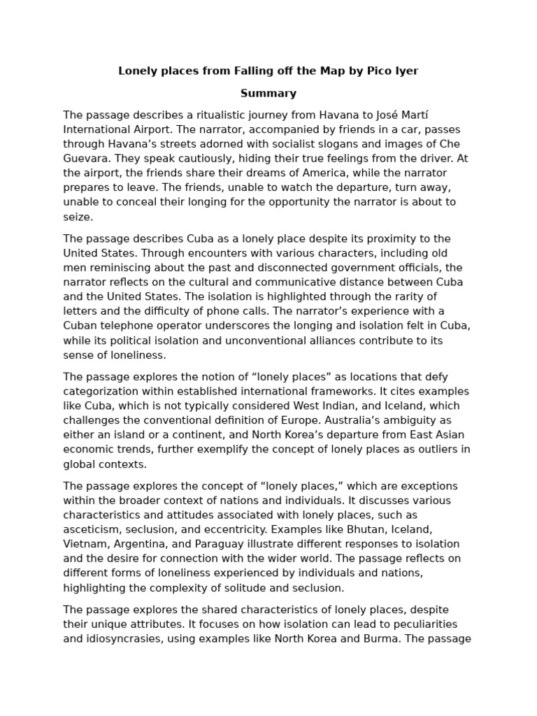 Lonely Places From Falling Off The Map by Pico Iyer | PDF | Loneliness ...