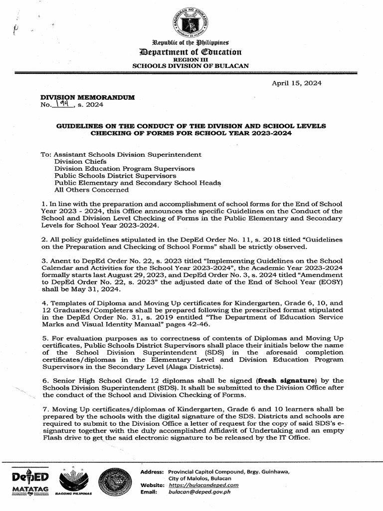 Division Memorandum No 194 S 2024 | PDF