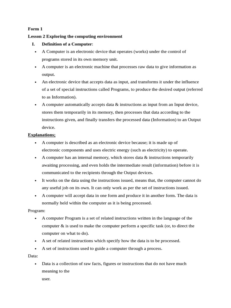 Form 1 Lesson 2 Exploring the computer | PDF | Computer Data Storage ... Form 1 Lesson 2 Exploring the computer | PDF | Computer Data Storage ...