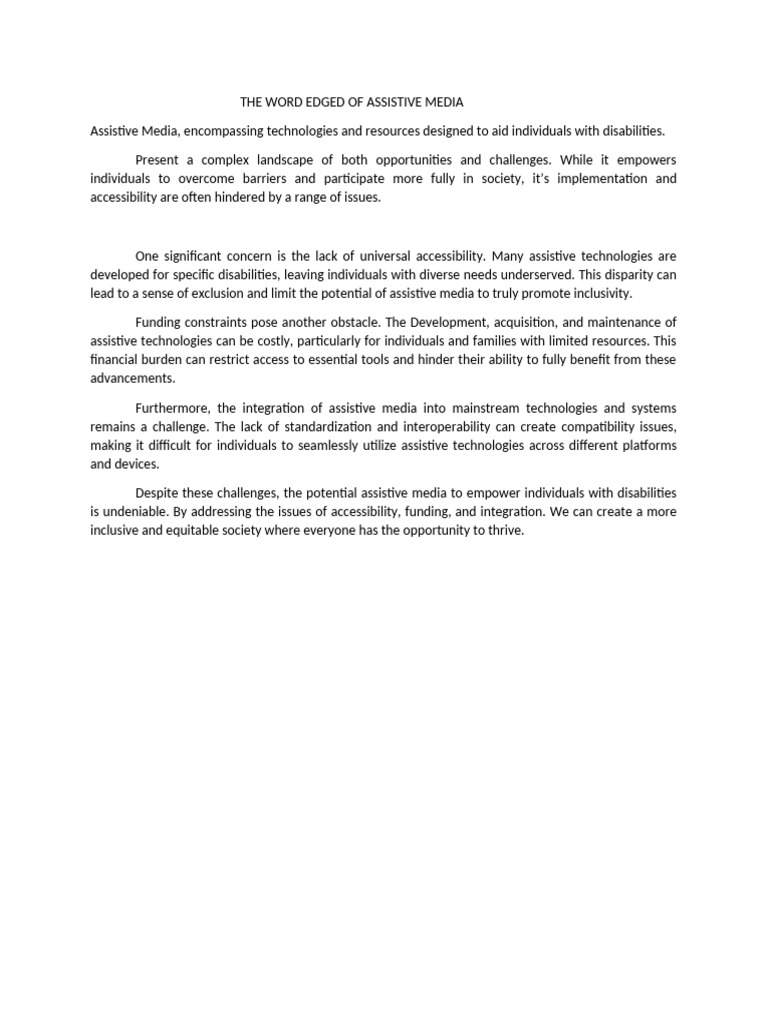 The Word Edged of Assistive Media | PDF | Computers