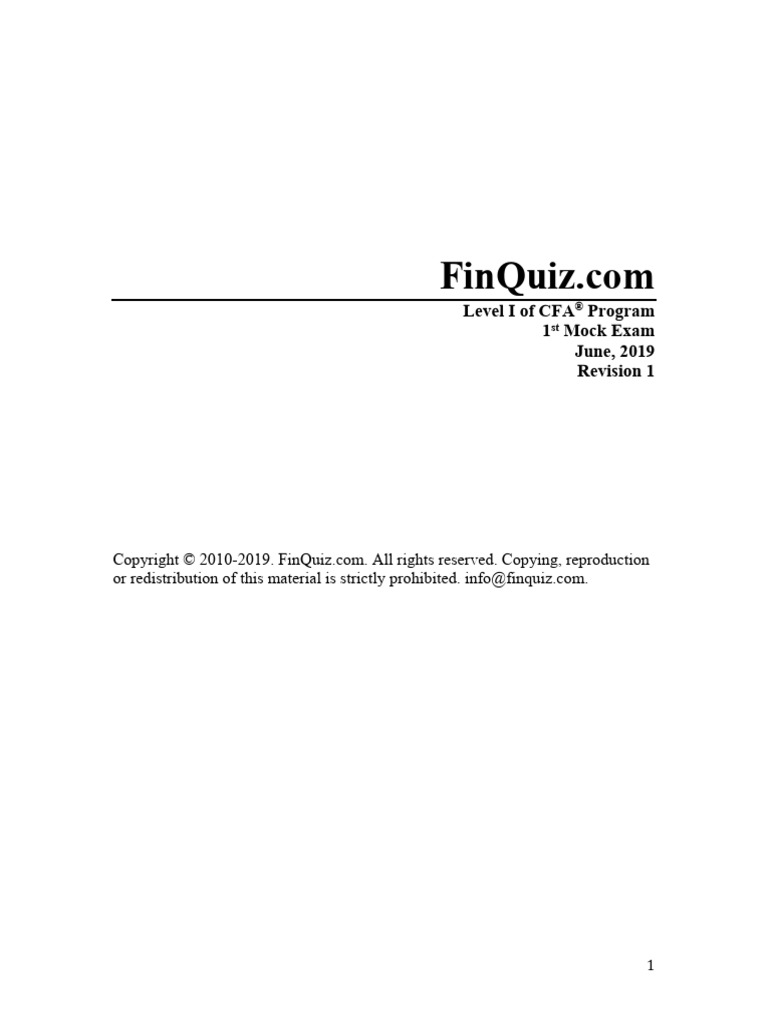 FInQuiz Mock Exam B (Solution) | PDF | P Value | Sharpe Ratio FInQuiz Mock Exam B (Solution) | PDF | P Value | Sharpe Ratio