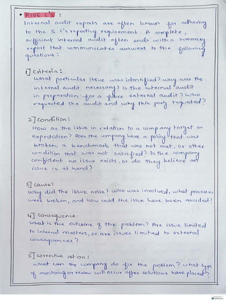 Internal Audit 5c's | PDF