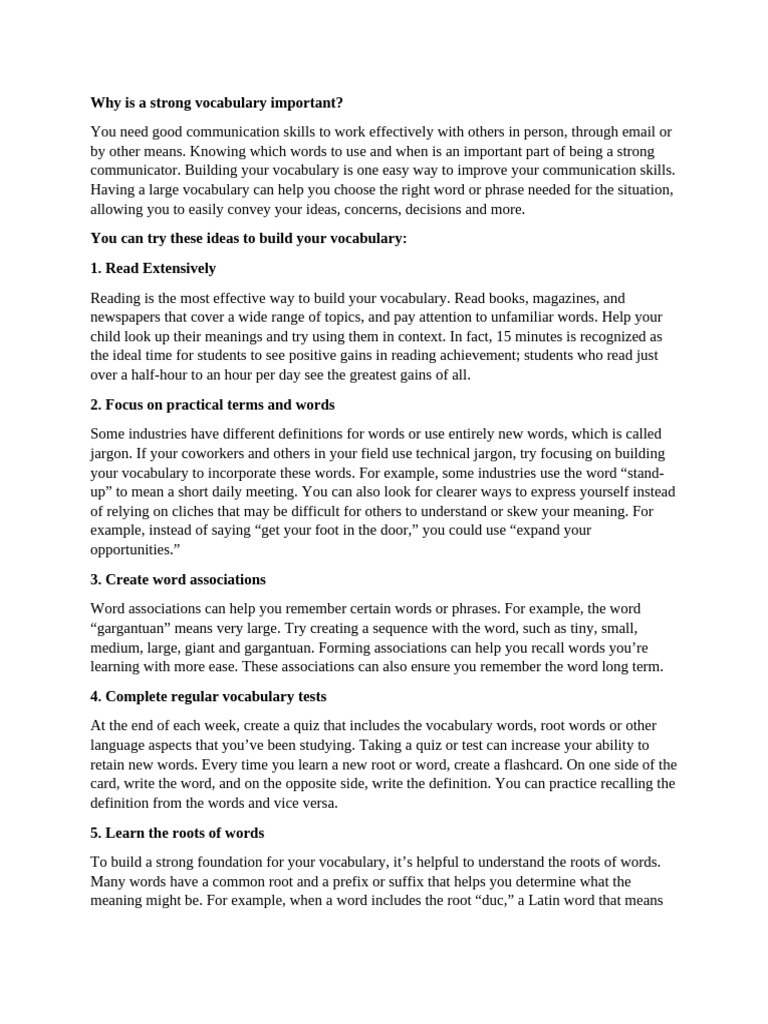 Building Strong Vocabulary Skills | PDF | Vocabulary | Human Communication