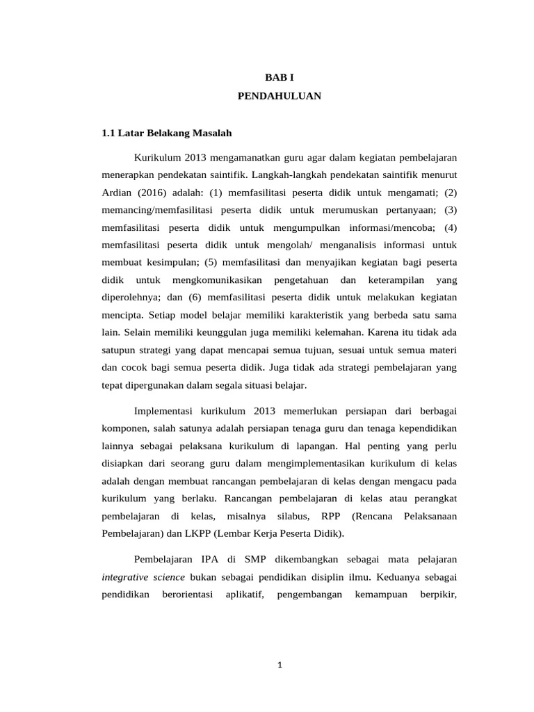 Contoh Bab 1 PTK | PDF | Karier & Perkembangan | Kesehatan Holistik
