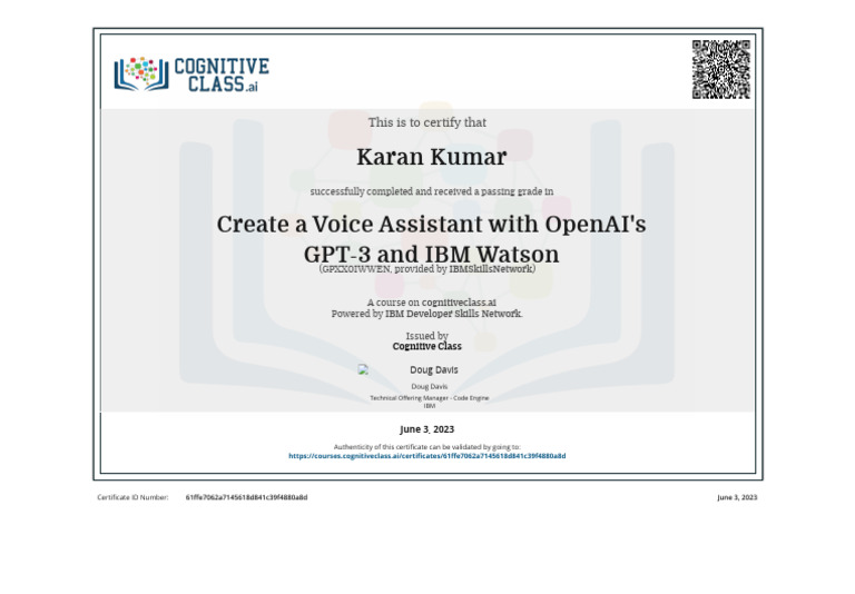 IBMSkillsNetwork GPXX0IWWEN Certificate - Cognitive Class | PDF IBMSkillsNetwork GPXX0IWWEN Certificate - Cognitive Class | PDF