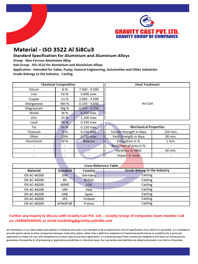 ISO 3522 Al Si8Cu3 | PDF | Alloy | Aluminium