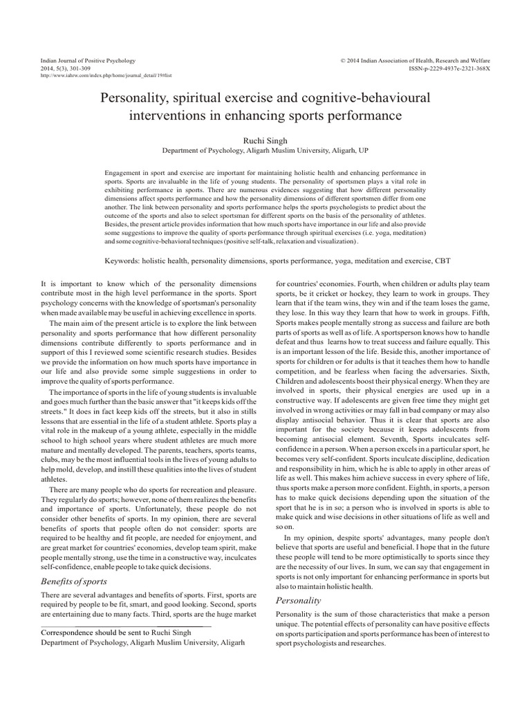 Personality, spiritual exercise and cognitive-behavioural | PDF ...