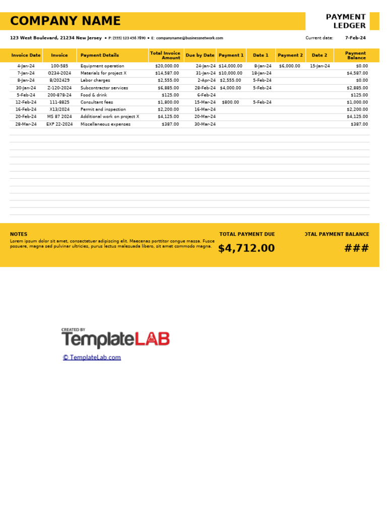 Payment Ledger Template | PDF | Finance & Money Management