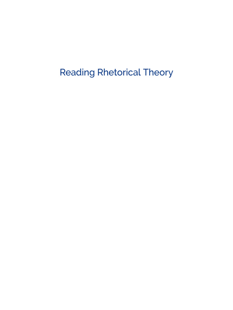 Reading Rhetorical Theory | PDF | Rhetoric | Public Speaking