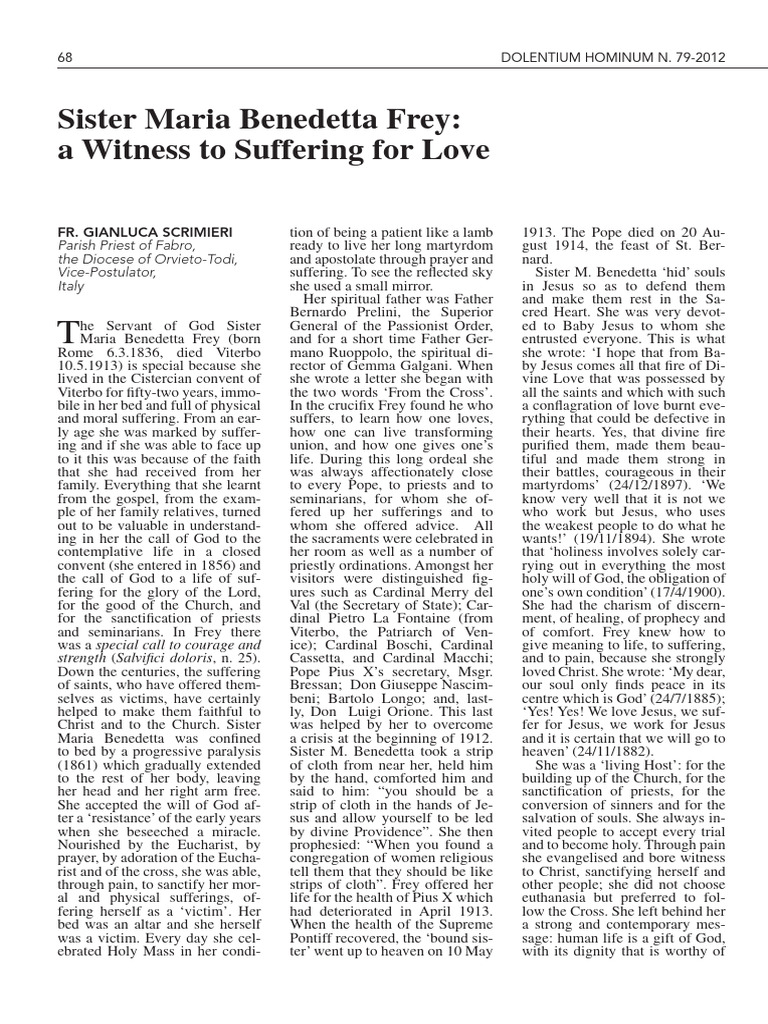 Sister Maria Benedetta Frey | PDF | Religious Belief And Doctrine