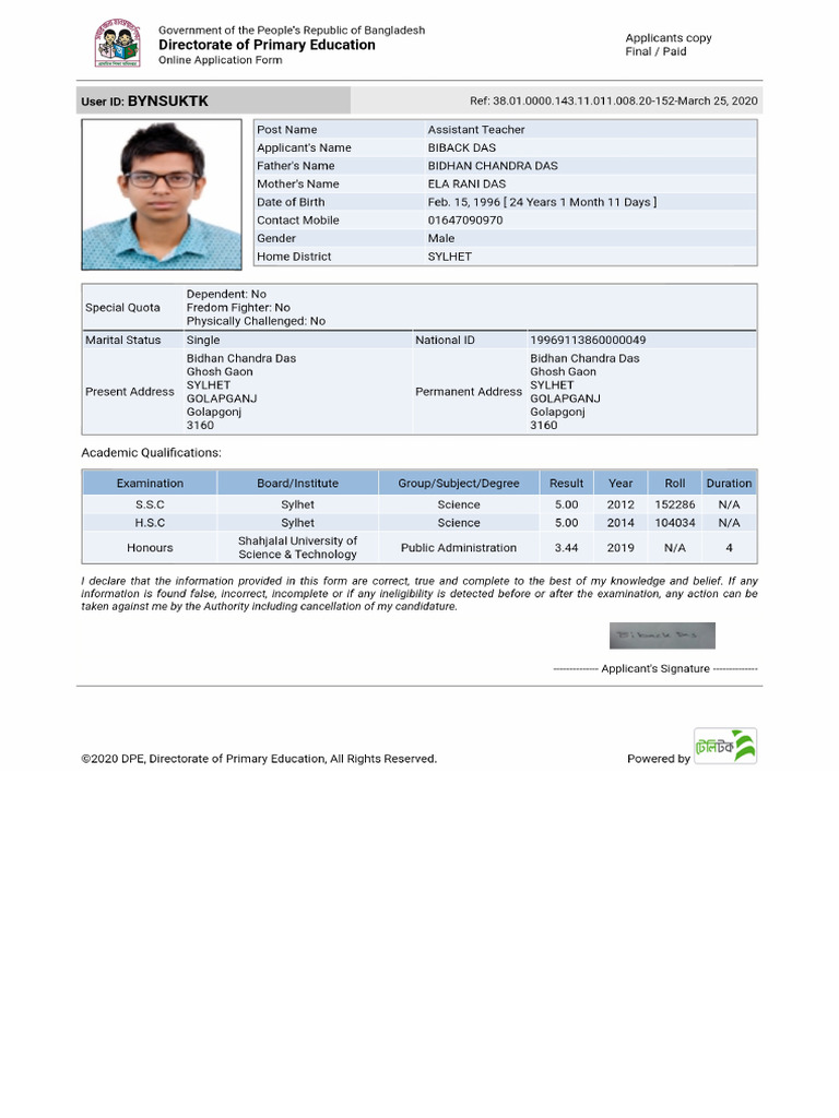 DPE Aplicants Copy BYNSUKTK | PDF