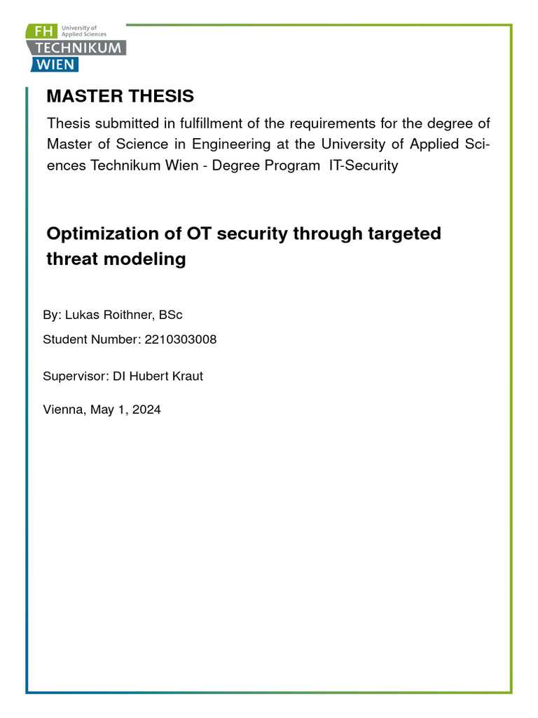 Optimization of OT Security Through Targeted Threat Modeling | PDF | Computer Security | Security