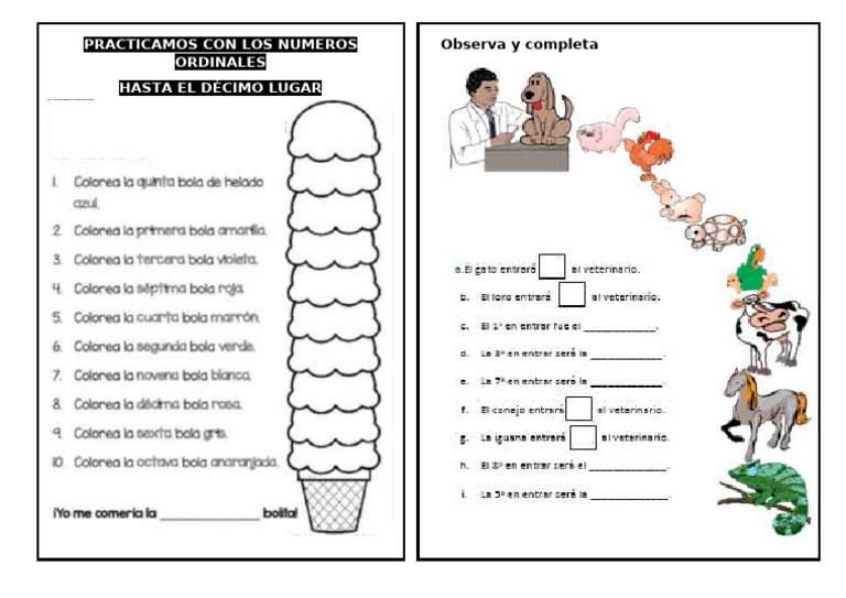 Ficha Numeros Ordinales Hasta El Decimo Lugar | PDF