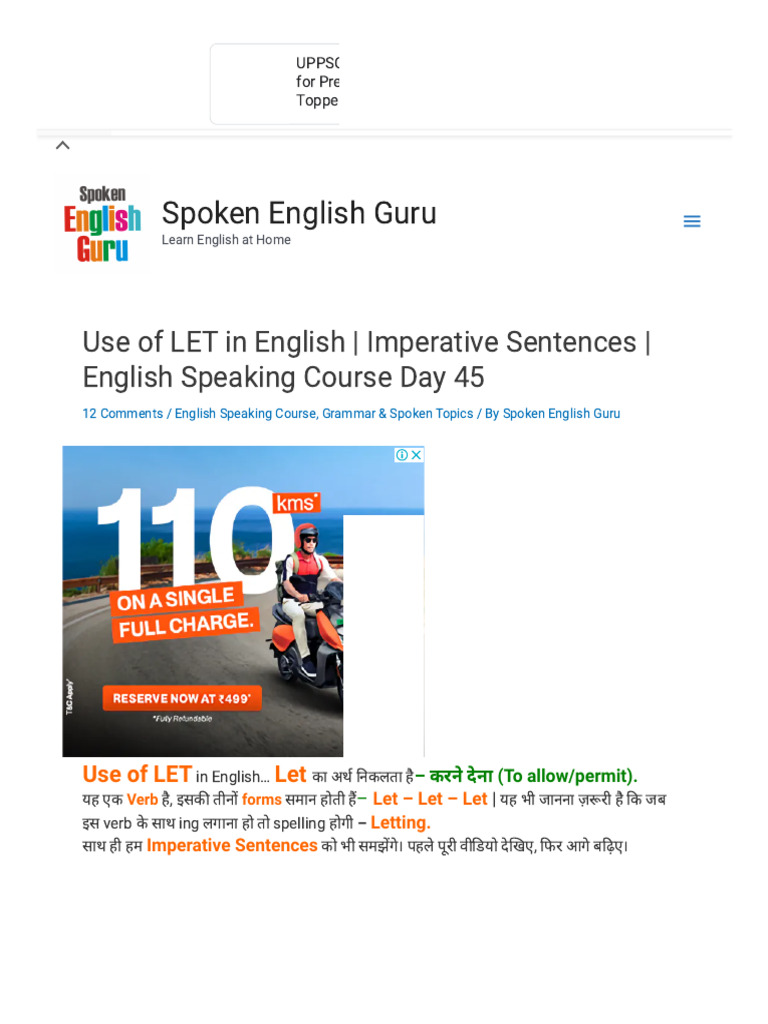 Use of LET in English Imperative Sentences Spoken English | PDF
