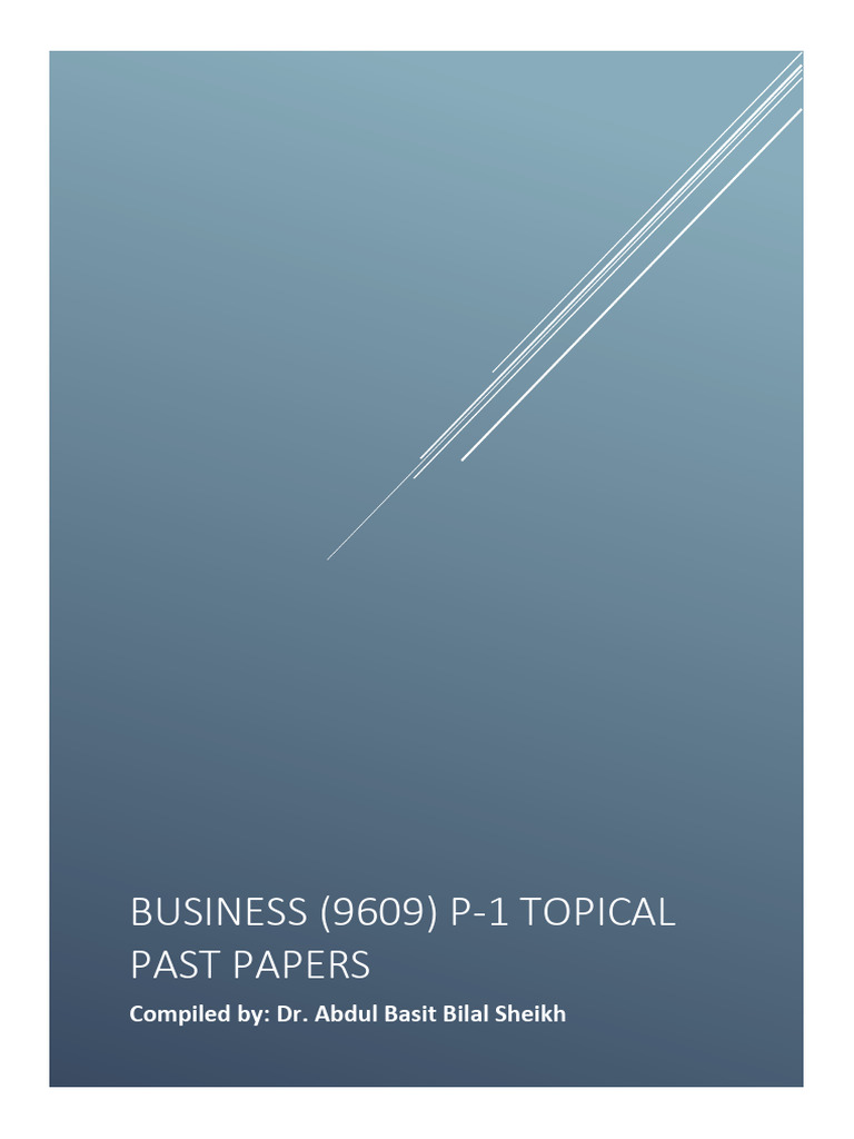 Business 9609 Topical Past Papers | PDF | Corporate Social ...