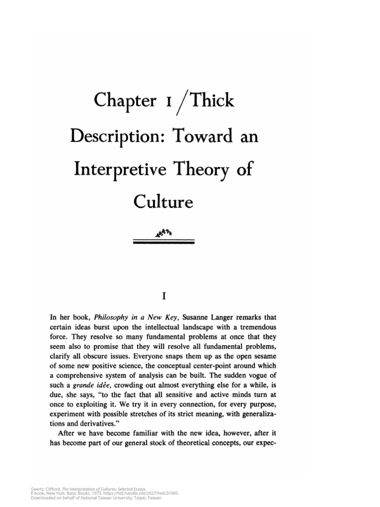 4 Chapter 1 Thick Description Toward An Interpretive Theory of Culture ...