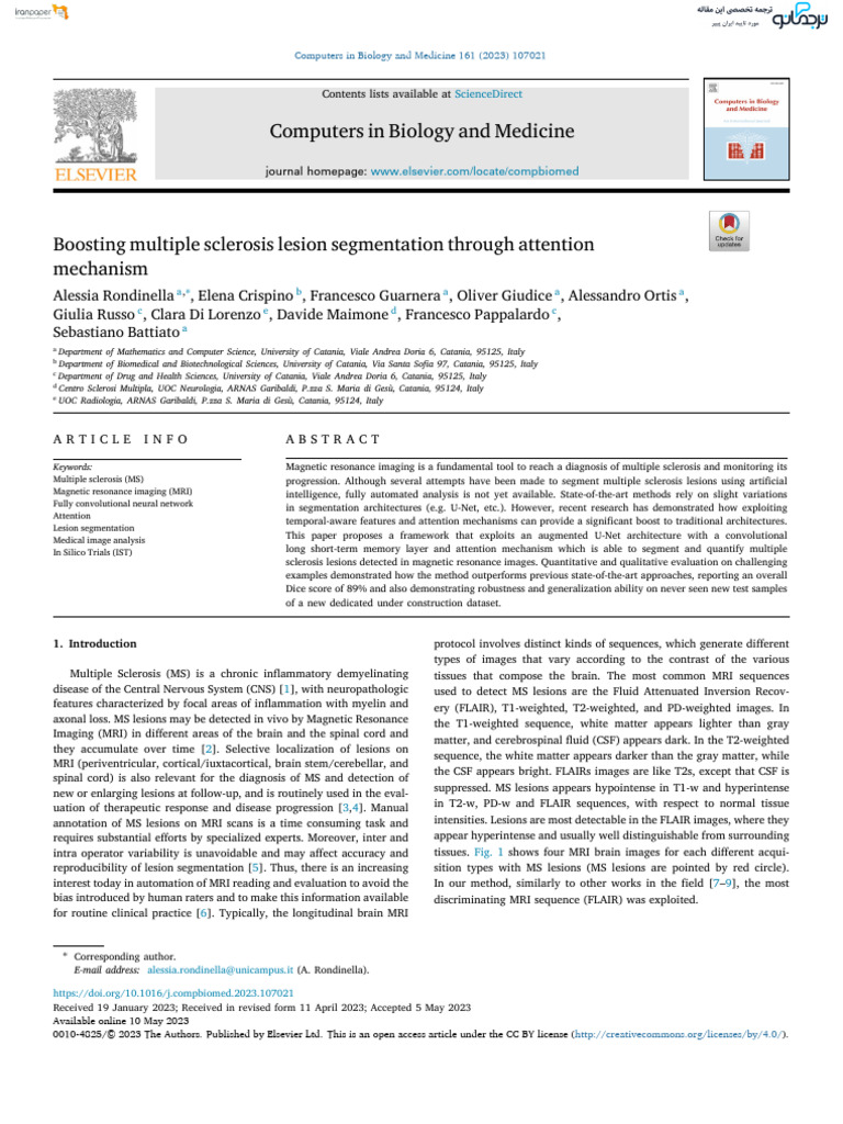 Boosting Multiple Sclerosis Lesion Segmentation Through Attention | PDF | Image Segmentation ...