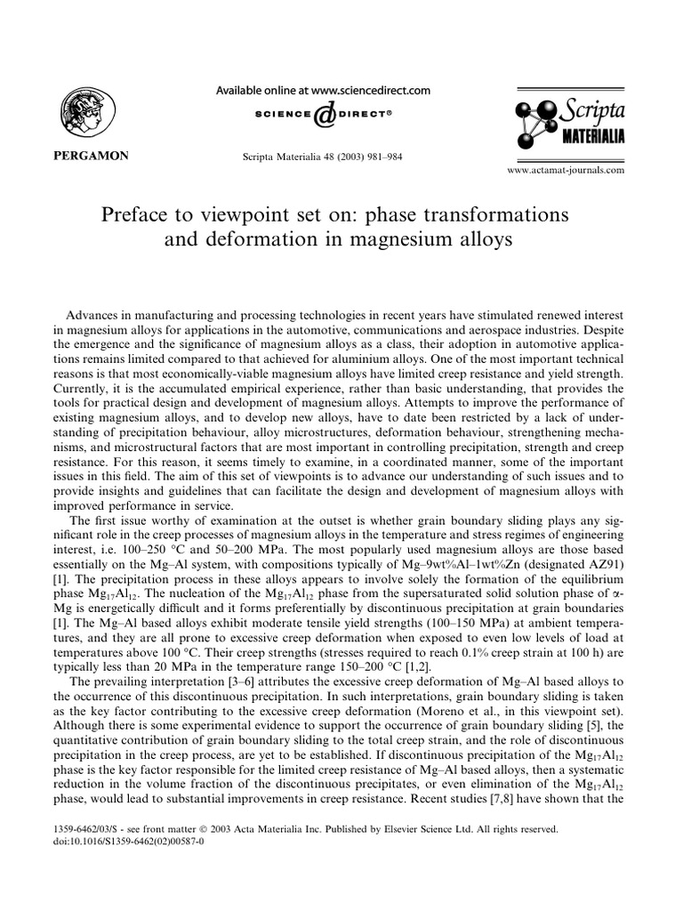 6 Preface to viewpoint set on phase transformations | PDF | Creep (Deformation) | Crystallite