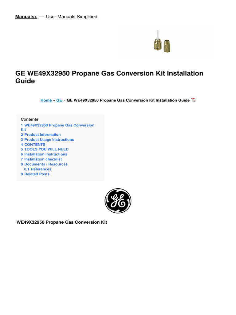 We49x32950 Propane Gas Conversion Kit Manual | PDF | Propane | Pipe ...
