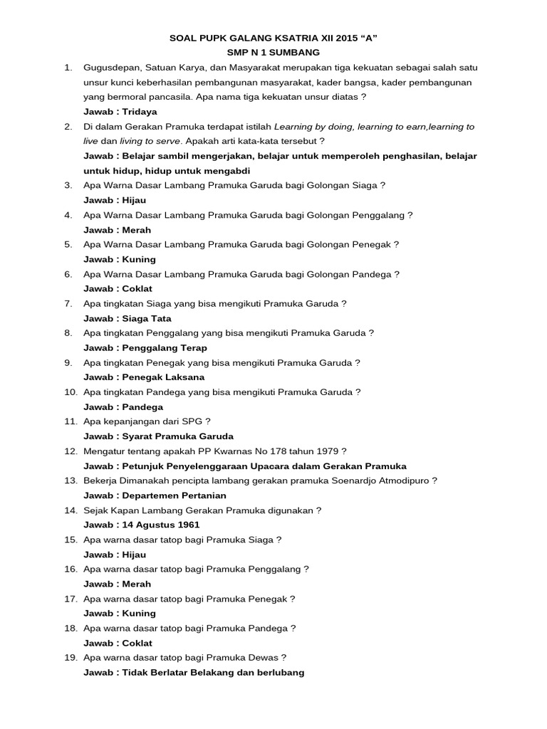 Soal Pupk Galang Ksatria Xii 2015 A | PDF