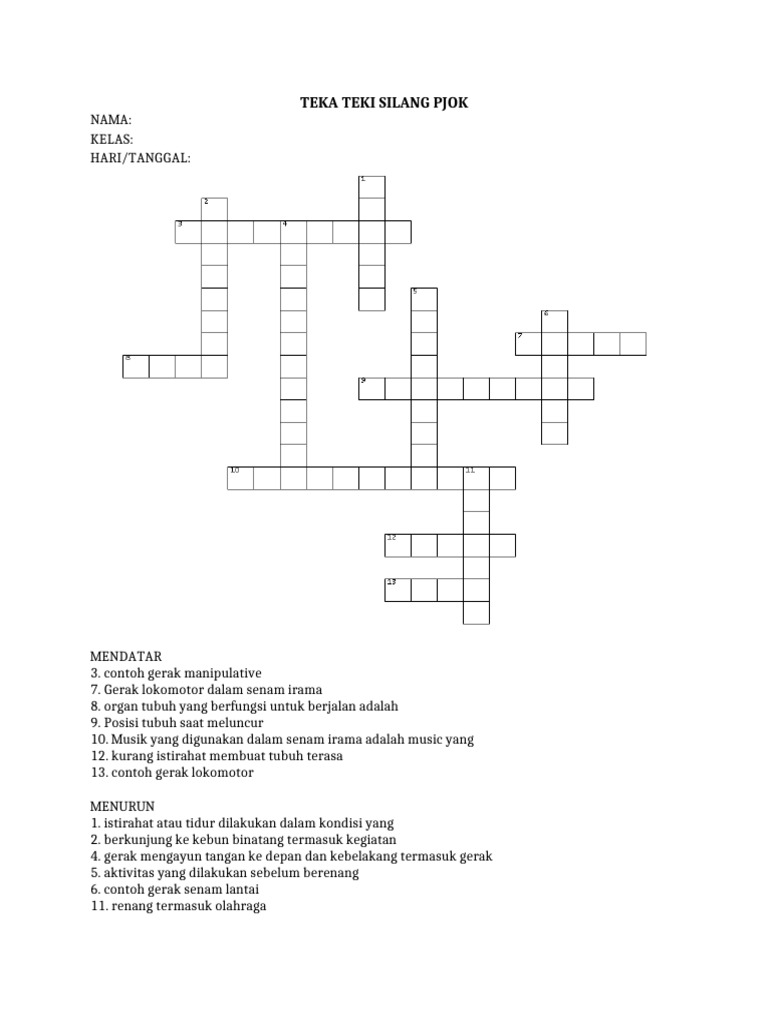 Teka Teki Silang Pjok | PDF