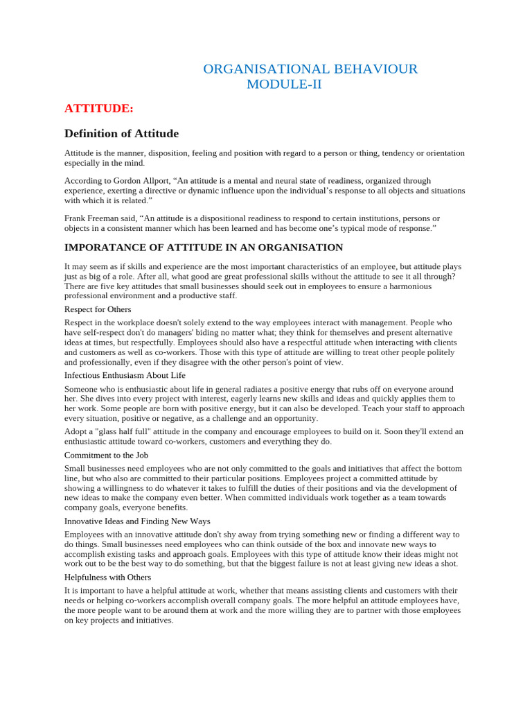 Ob Unit 2 | PDF | Perception | Attitude (Psychology)