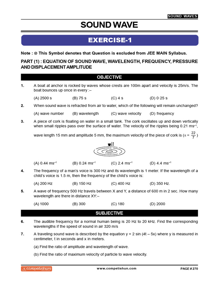 Essential Sheet Sound Wave Exercise 1 To 2 | PDF | Waves | Sound