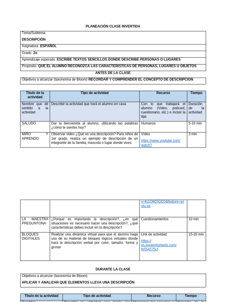 Planeación Clase Invertida | PDF | Aprendizaje