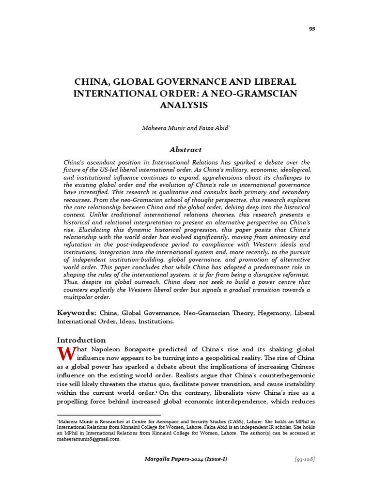 China's Role in Global Governance Dynamics | PDF | Governance | China