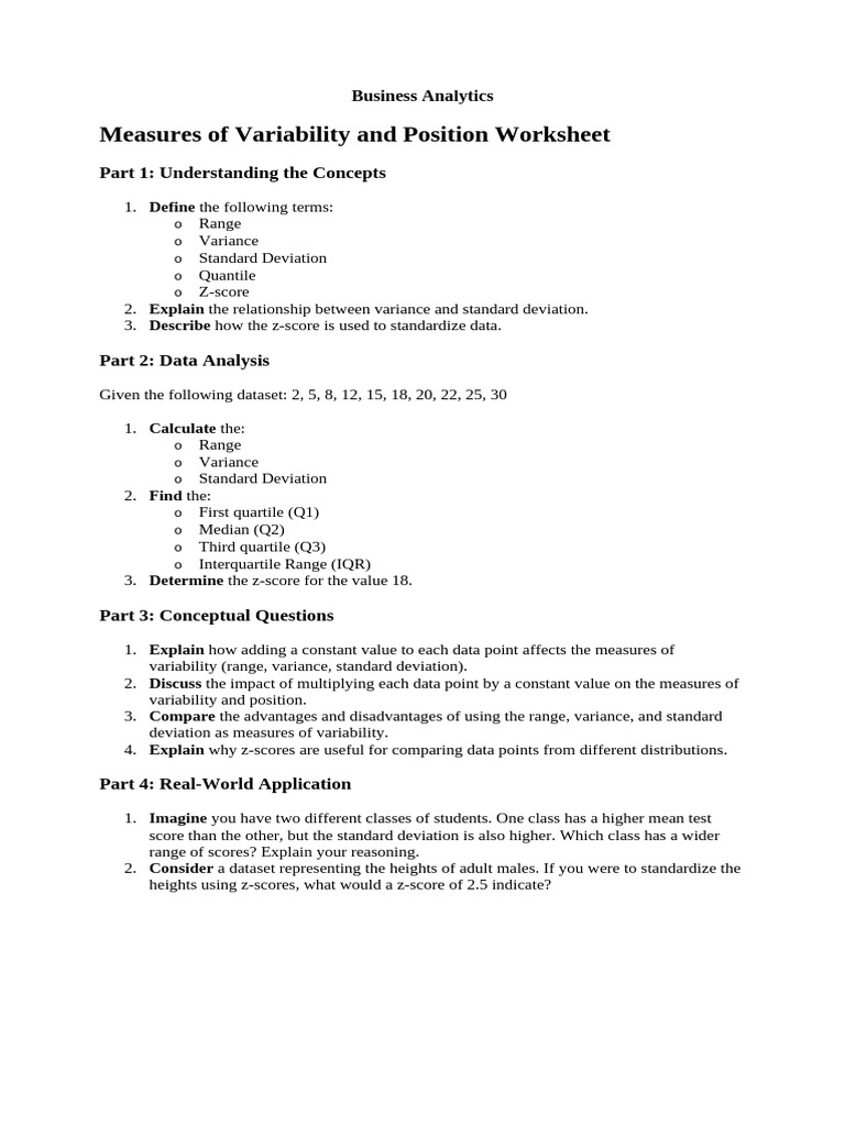 Measure of Variability and Position | PDF