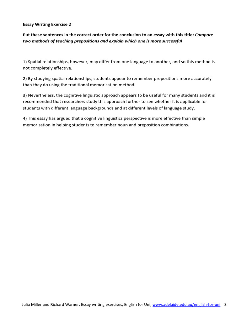 Essay - Writing - Exercises - English - For - Uni Page 3 | PDF | Language Arts & Discipline