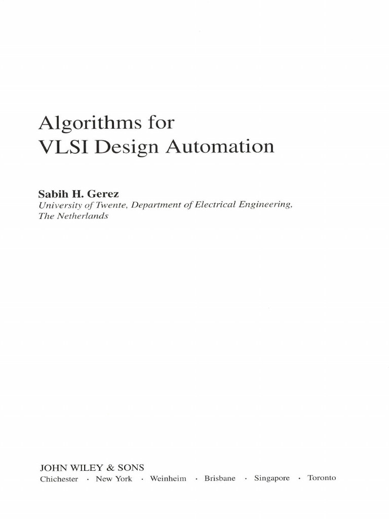 Algorithms for VLSI Design Automation [Gerez 1998-12-22] Part-1 | PDF | Hardware Description ...