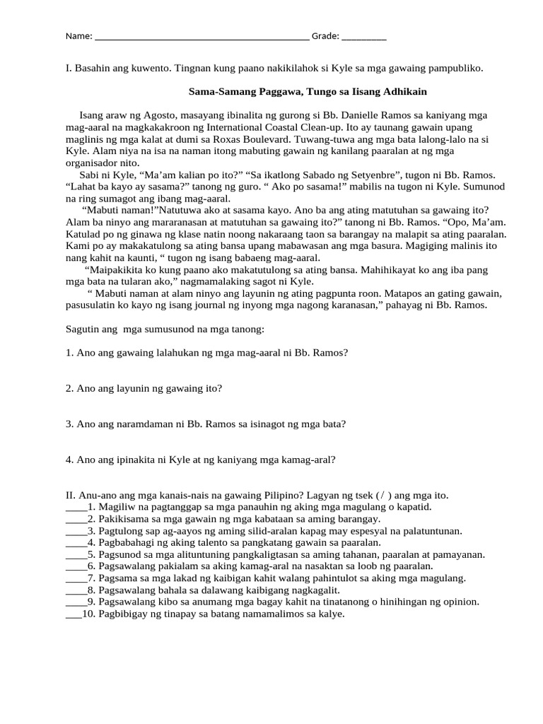 Q3 Grade 5 Activity Sheets Week3 | PDF